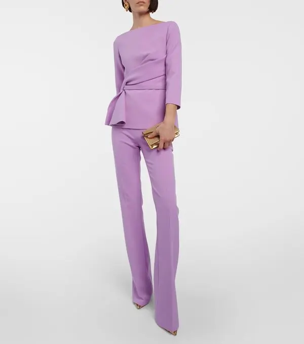 Safiyaa Alexa High-rise Flared Crêpe Trousers - Purple
