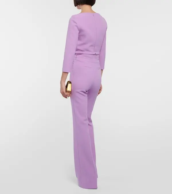 Safiyaa Alexa High-rise Flared Crêpe Trousers - Purple