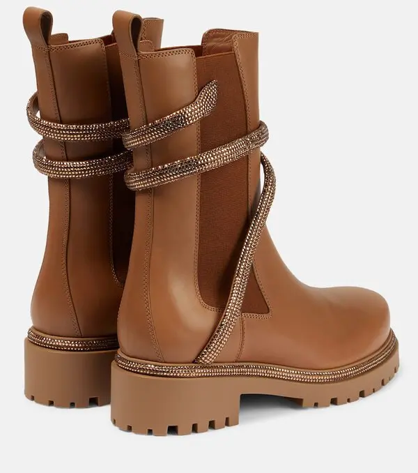 Rene Caovilla Chelsea Leather Ankle Boots - Brown