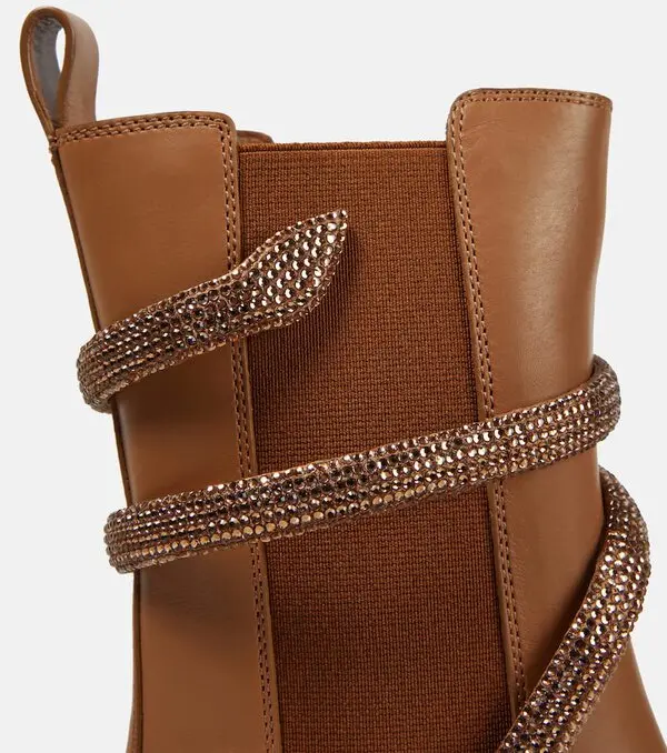 Rene Caovilla Chelsea Leather Ankle Boots - Brown