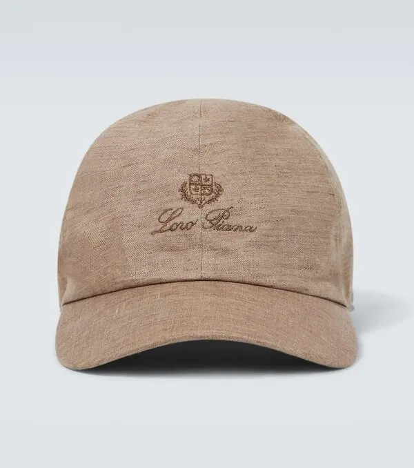 Loro Piana Logo Linen Baseball Cap - Brown