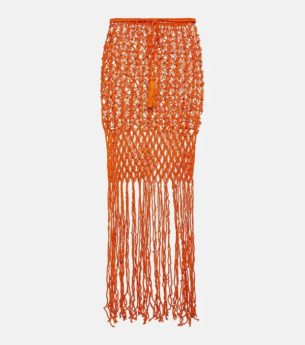 Anna Kosturova Crochet Cotton Skirt - Orange