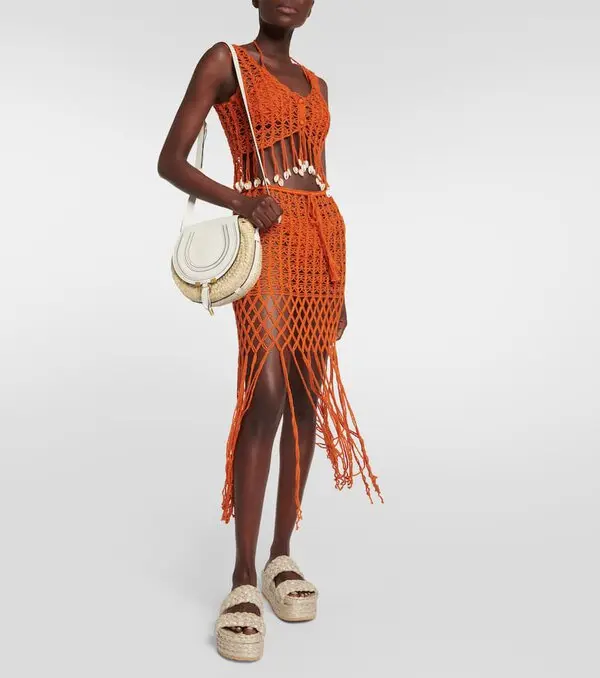 Anna Kosturova Crochet Cotton Skirt - Orange