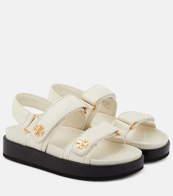 Tory Burch Double T Leather Sandals White 20% Off Editorialist - Main Image
