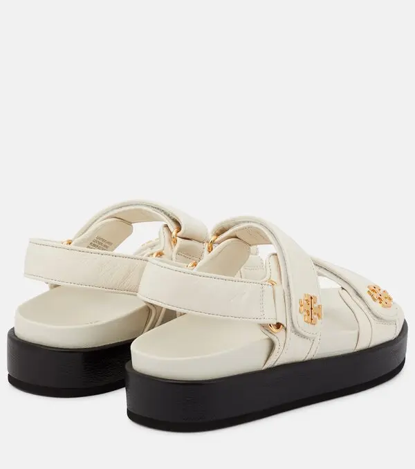 Tory Burch Double T Leather Sandals - White