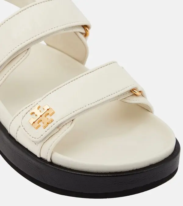 Tory Burch Double T Leather Sandals - White