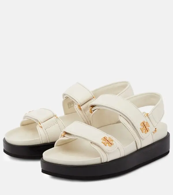 Tory Burch Double T Leather Sandals - White