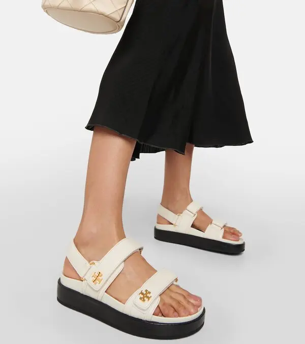 Tory Burch Double T Leather Sandals - White