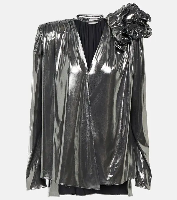 Magda Butrym Metallic Appliqué Blouse - Silver