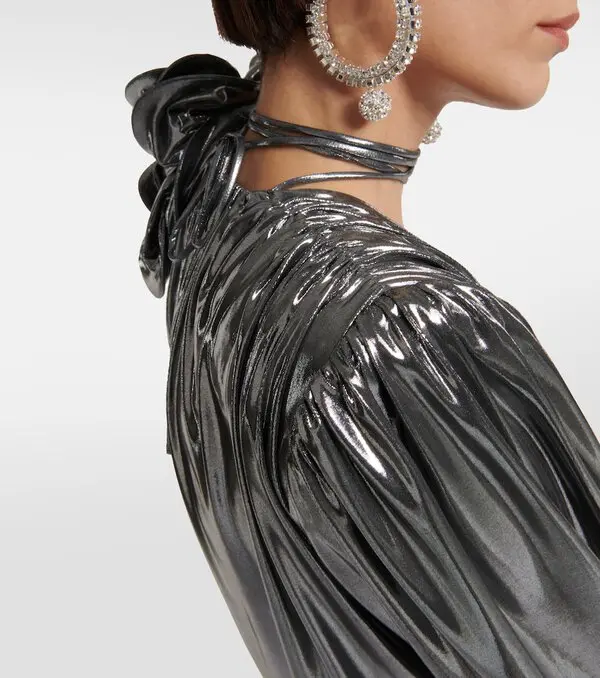 Magda Butrym Metallic Appliqué Blouse - Silver