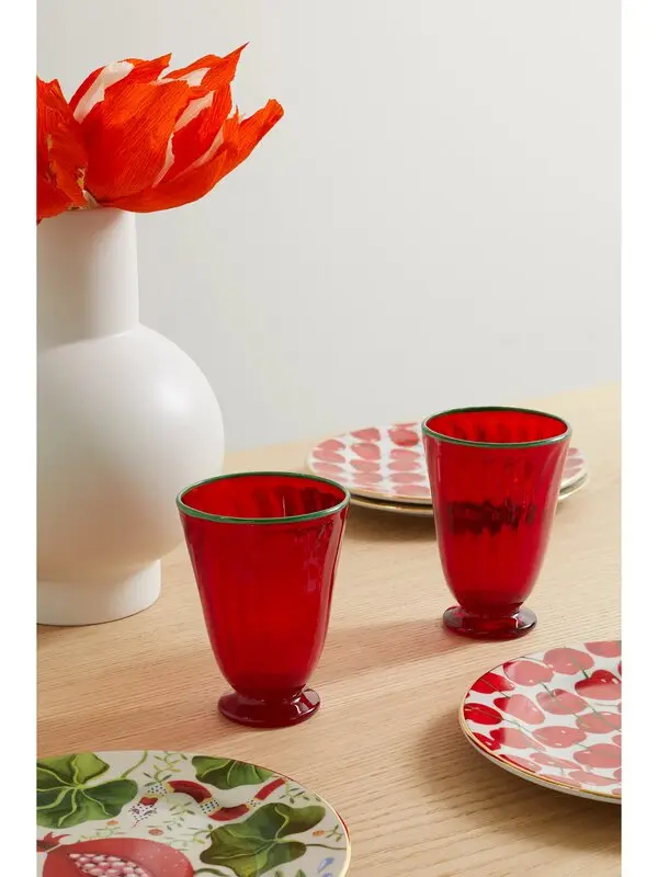 La DoubleJ Rainbow Set Of Two Murano Glasses - Red