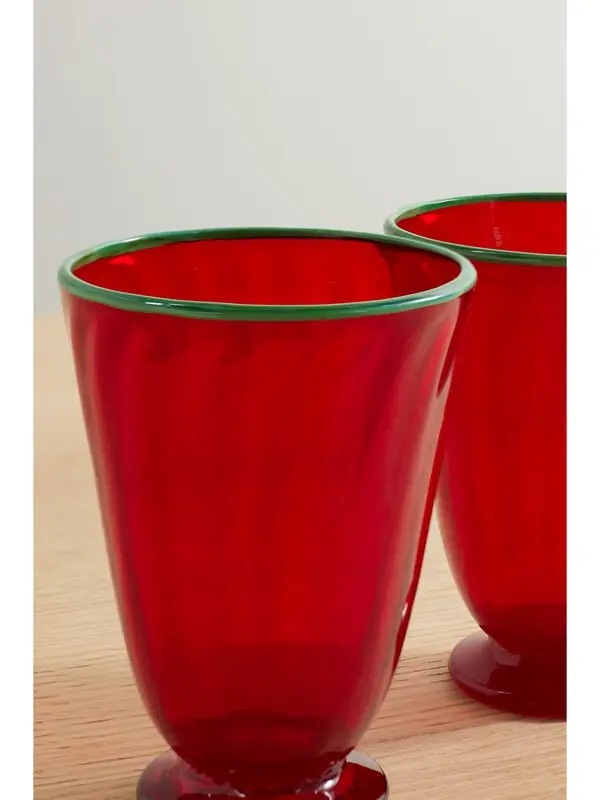 La DoubleJ Rainbow Set Of Two Murano Glasses - Red
