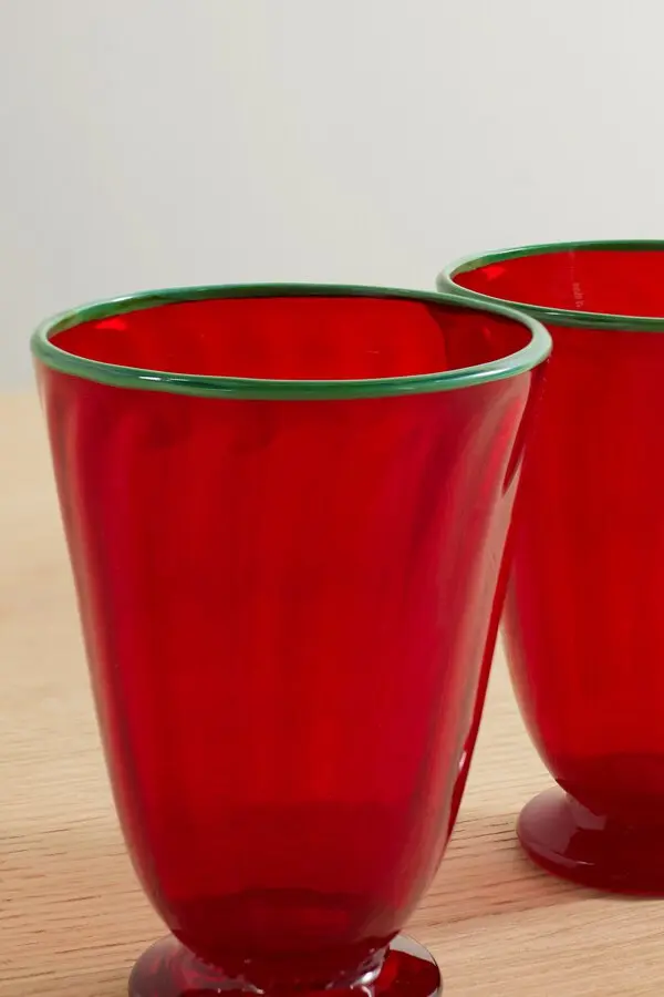 La DoubleJ Rainbow Set Of Two Murano Glasses - Red
