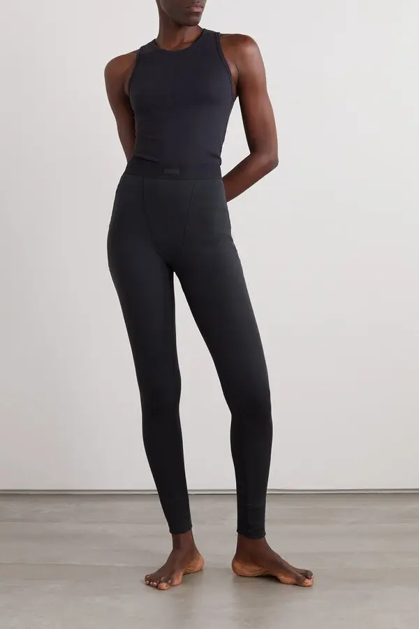 SKIMS Ribbed Cotton-blend Leggings - Black