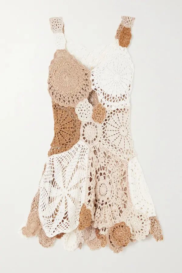 Alix Pinho Net Sustain Mermaid Crocheted Cotton Mini Dress - Neutrals |  Editorialist