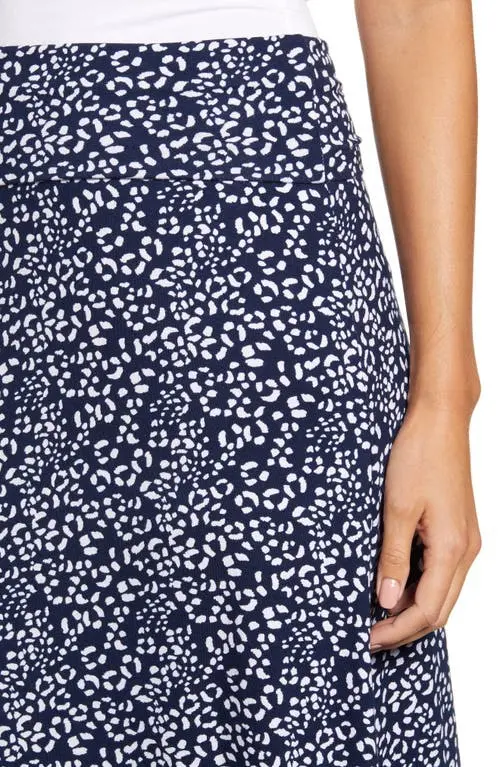 Loveappella Printed Roll Top Maxi Skirt - Navy/ivory