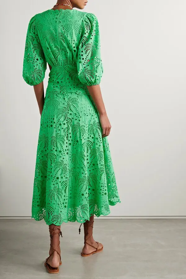 broderie anglaise dress green Thistle  Sage Girls The puff sleeves offer a contemporary touch to this timeless design Beatrice .b - Broderie Anglaise