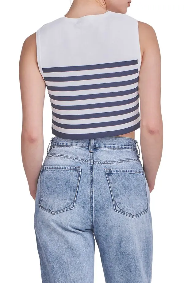 GREY LAB Stripe Crop Tank - White/ Navy