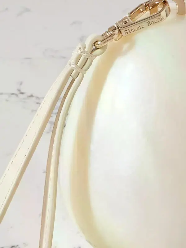Simone Rocha Micro Egg Faux Pearl-embellished Clutch - White