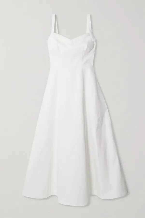 EMILIA WICKSTEAD Elvita Pleated Denim Midi Dress