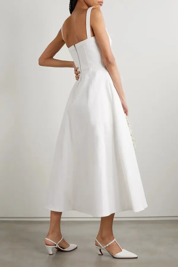EMILIA WICKSTEAD Elvita Pleated Denim Midi Dress