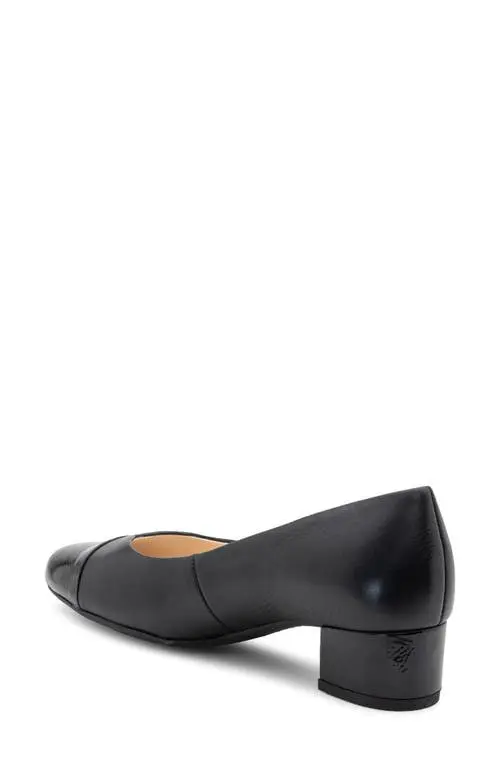ARA Nanette Block Heel Pump - Black Calf/black Patent Toe