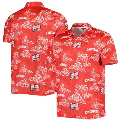 Reyn Spooner Cincinnati S Cooperstown Collection Puamana Print Polo - Red