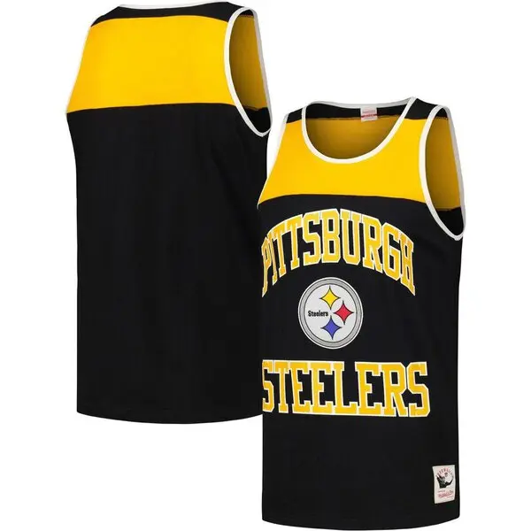 Mitchell & Ness Gold Pittsburgh Steelers Heritage Colorblock Tank Top - Black