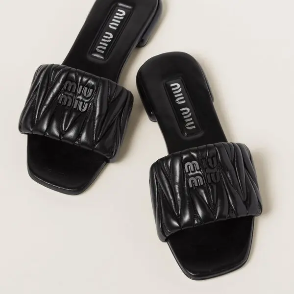 Miu Miu Matelassé Nappa Leather Slides