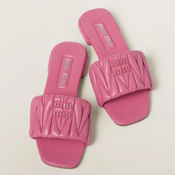 Miu Miu Matelassé Nappa Leather Slides