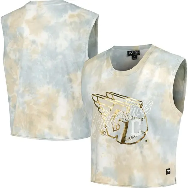 THE WILD COLLECTIVE Cleveland Guardians Washed Muscle Tank Top - White