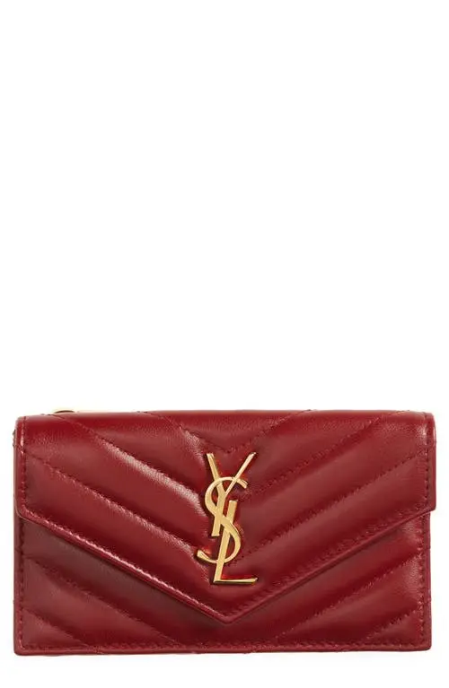 Saint Laurent Cassandre Envelope Flap Card Case - Rouge Opium