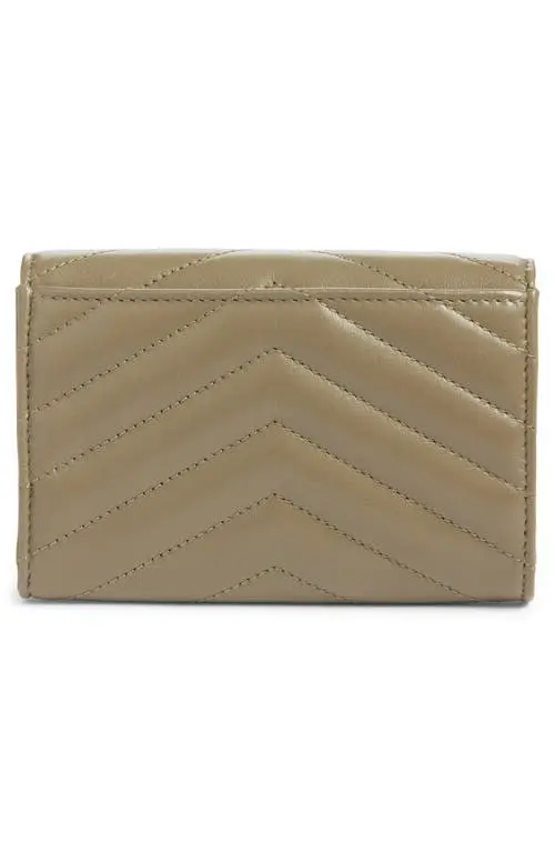Saint Laurent Small Matelassé Leather Envelope Wallet - Strong Moss