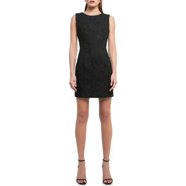 Endless Rose Sleeveless Tweed Mini Dress