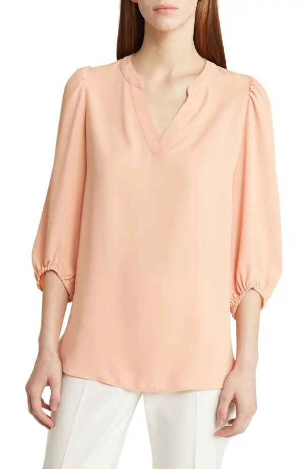 Anne Klein Three Quarter Sleeve Split Neck Top