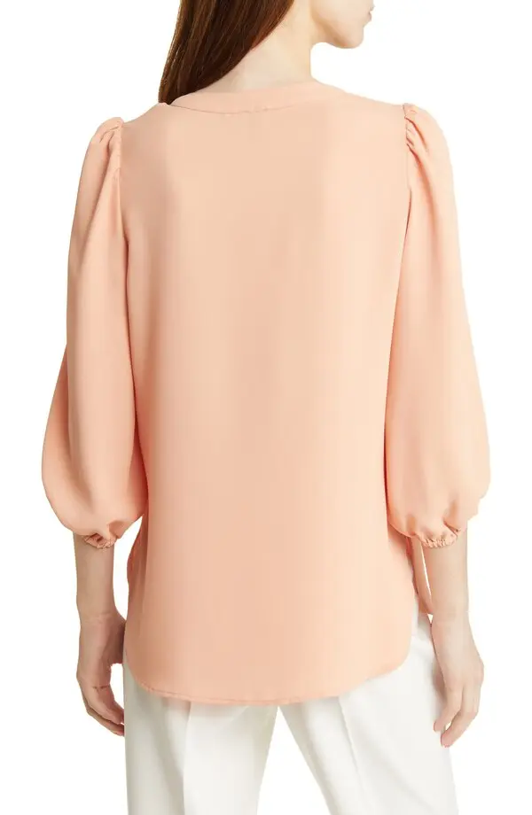 Anne Klein Three Quarter Sleeve Split Neck Top