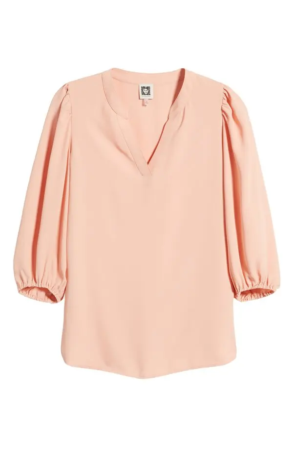 Anne Klein Three Quarter Sleeve Split Neck Top