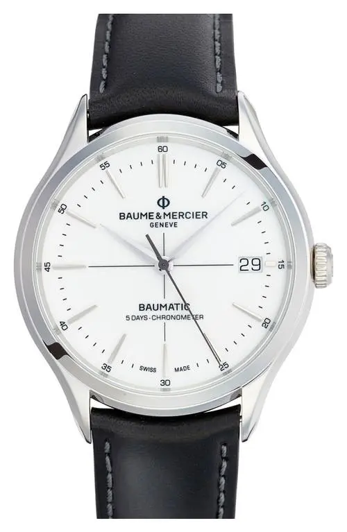 Baume & Mercier Clifton Baumatic Strap Watch - White Porcelain-like