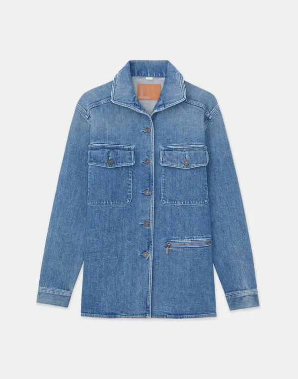 Lafayette 148 New York L148 Denim Chore Jacket In Faded Skyline