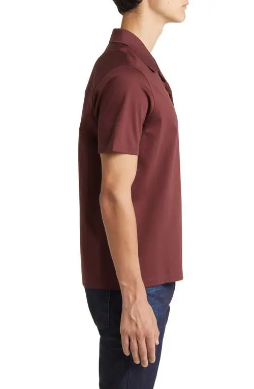 BOSS Powell Solid Short Sleeve Cotton Button-up Shirt - Dark Red