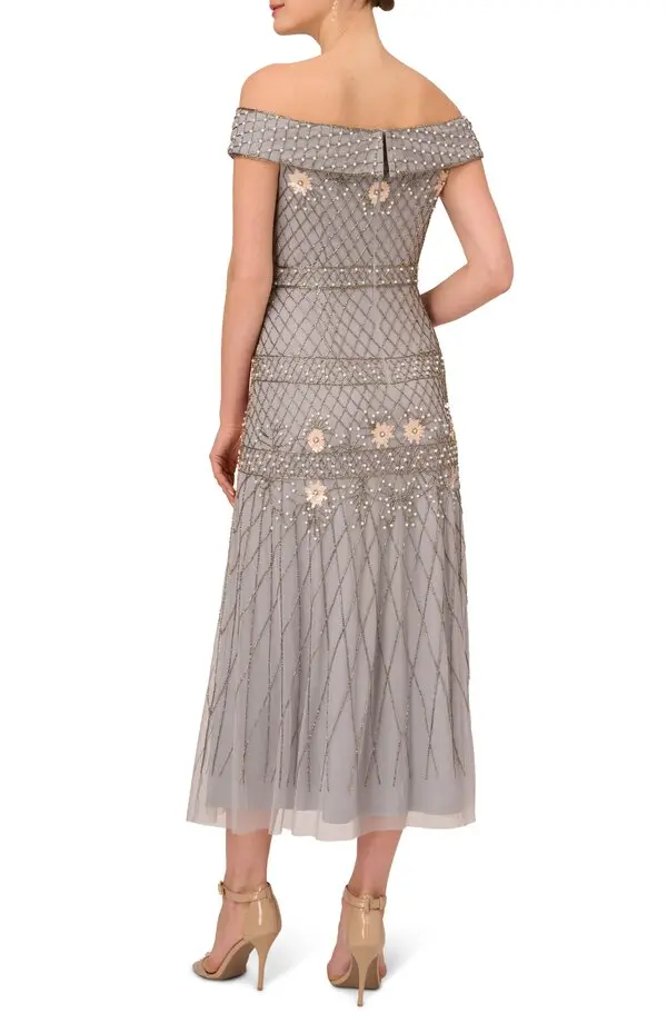 adrianna papell silver cocktail dress Adrianna Papell Platinum 40456