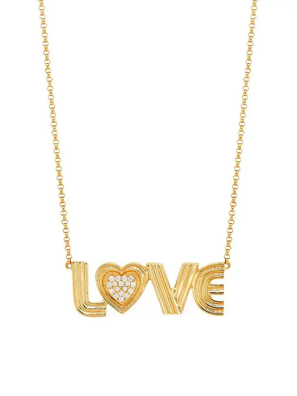 Saks Fifth Avenue Collection 14k & 0.5 Tcw Diamond "love" Pendant Necklace - Yellow Gold