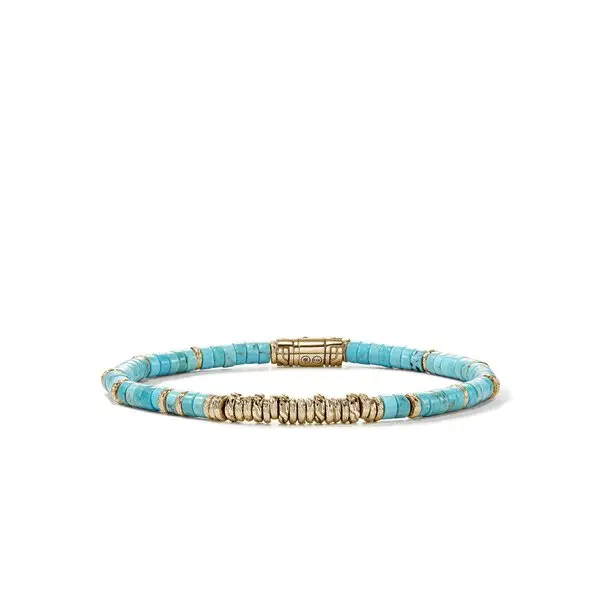 John Hardy Heishi Turquoise Beaded Bracelet - Gold