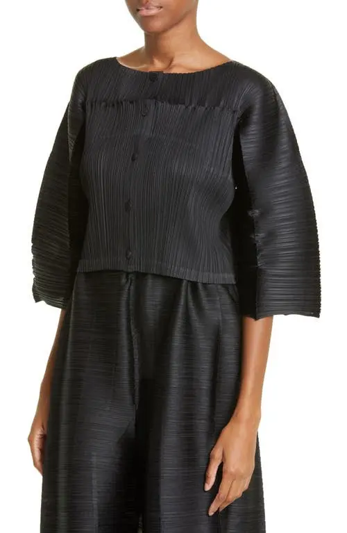 Issey Miyake Route Pleated Crop Cardigan