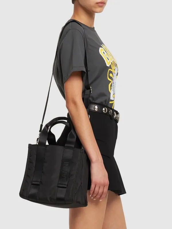 Ganni Small Recycled Tech Tote Bag - Black | Editorialist