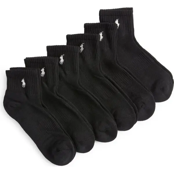 Polo Ralph Lauren 6-pack Quarter Crew Socks - Black
