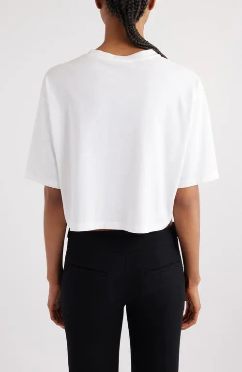 Balmain Logo Crop Cotton T-shirt - Gab White/black