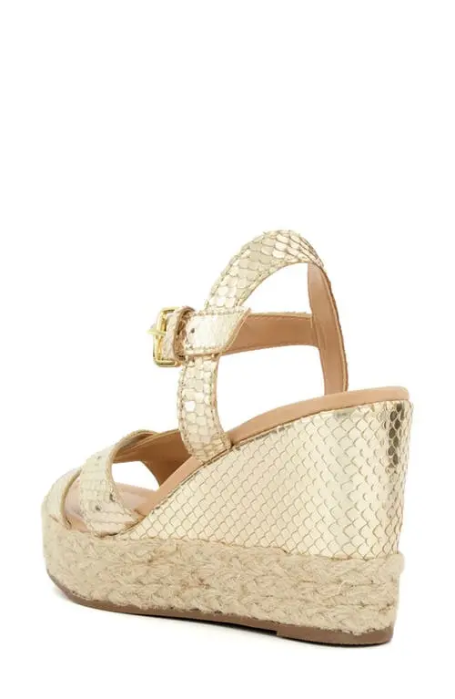 Dune London Espadrille Platform Wedge Sandal - Gold