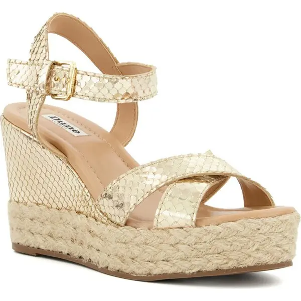 Dune London Espadrille Platform Wedge Sandal - Gold