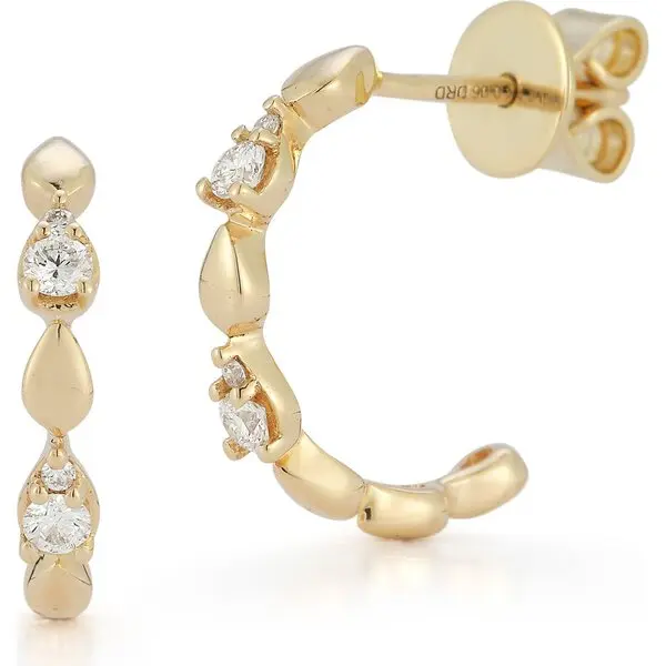 DANA REBECCA DESIGNS 14k Gold Diamond Hoop Earrings - Yellow Gold